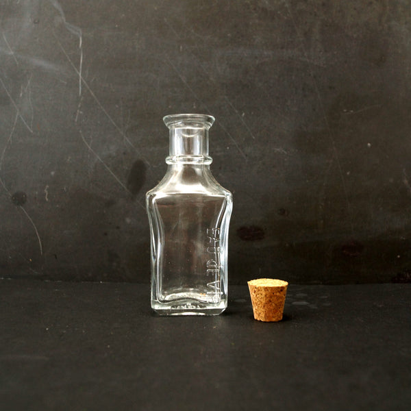 Small Square Glass Bottle with Cork (4" tall x 1.75" wide), 50 ml capa ...