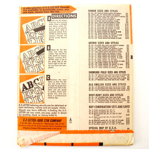 Vintage E-Z Lettering Co. Stencil Lettering Guide, Roman Letters and ...