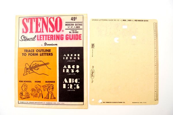 Vintage STENSO Stencil Lettering Guide, Modern Gothic 1/4", 3/8", 1/2 ...