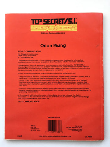 Vintage Top Secret / S.I. "Orion Rising" Role Playing Book by TSR, Inc ...