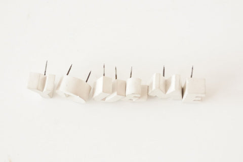 Vintage White Ceramic Push Pins "YOU and ME" (c.1940s ...