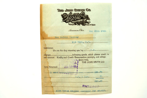 Vintage "The John Smith Co. General Store" Receipts (c.1920 ...