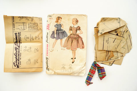 Vintage Simplicity Pattern 3786, Girl's One-Piece Dress, Size 8 (c.195 ...