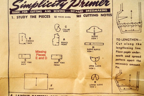 Vintage Simplicity Pattern 3786, Girl's One-Piece Dress, Size 8 (c.195 ...