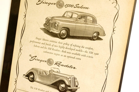 Vintage Singer 1500 Saloon and Singer Roadster Original Print Ad, Peri ...