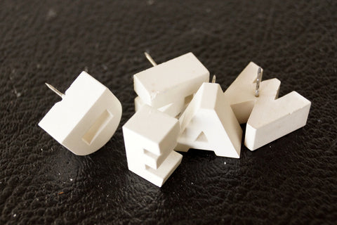 Vintage White Ceramic Push Pins "DREAM" (c.1940s) – ThirdShiftVintage.com