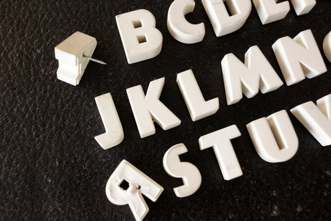 Vintage White Ceramic Push Pins Alphabet Letters A to Z, 26 pins (c.19 ...