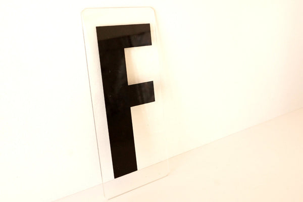 Vintage Industrial Marquee Sign Letter "F", Black on Clear Acrylic, 10 ...