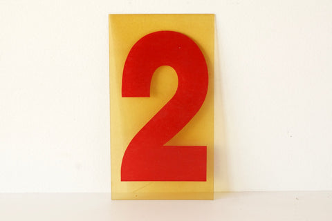 Vintage Industrial Marquee Sign Number "2", Red Yellow Flexible Plasti ...