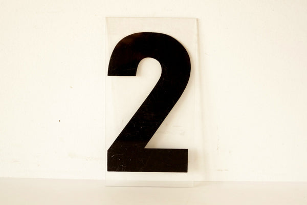 Vintage Industrial Marquee Number "2" Sign, Black on Clear Thick Acryl ...