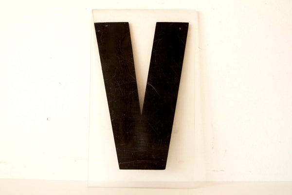 Vintage Industrial Marquee Sign Letter "V", Black on Clear Thick Acryl ...