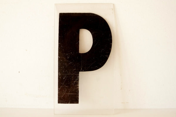Vintage Industrial Marquee Sign Letter "P", Black on Clear Thick Acryl ...