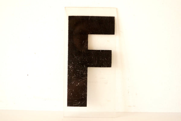 Vintage Industrial Marquee Sign Letter "F", Black on Clear Thick Acryl ...