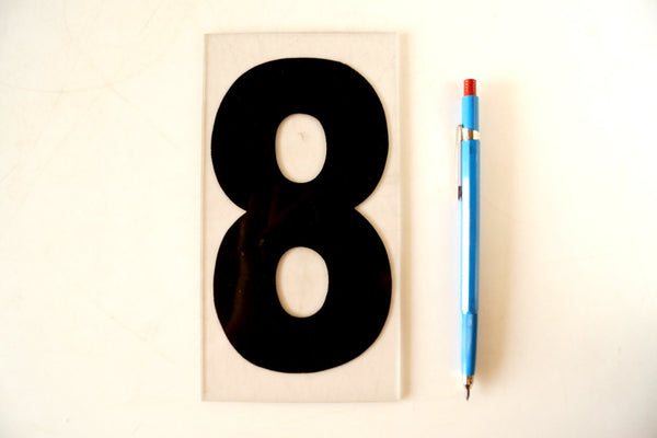 Vintage Industrial Marquee Number "8" Sign, Black on Clear Thick Acryl ...