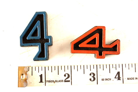 Vintage Industrial Number "4" Black with Blue and Orange Paint, 2" tal ...