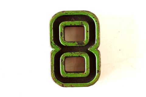 Vintage Industrial Number "8" Black with Green and Red Paint, 2" tall ...