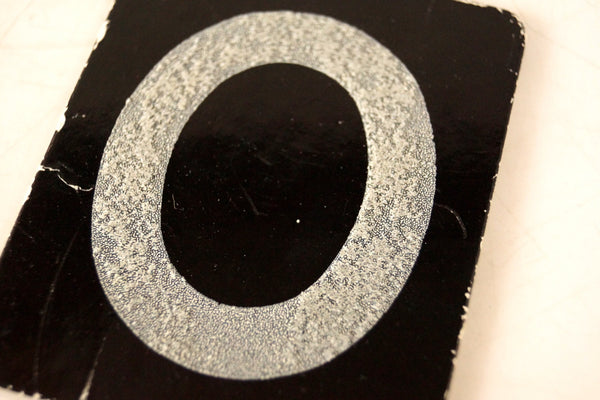 Vintage Alphabet Letter "O" Card with Textured Surface in Black and Wh ...