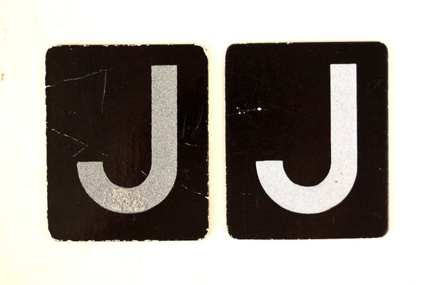 Vintage Alphabet Letter "J" Card with Textured Surface in Black and Wh ...