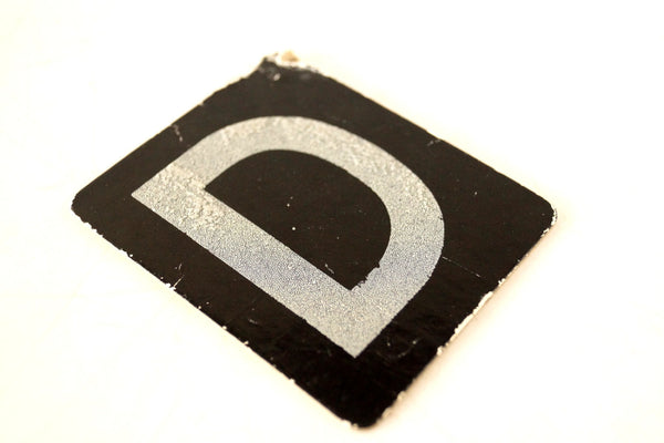 Vintage Alphabet Letter "D" Card with Textured Surface in Black and Wh ...