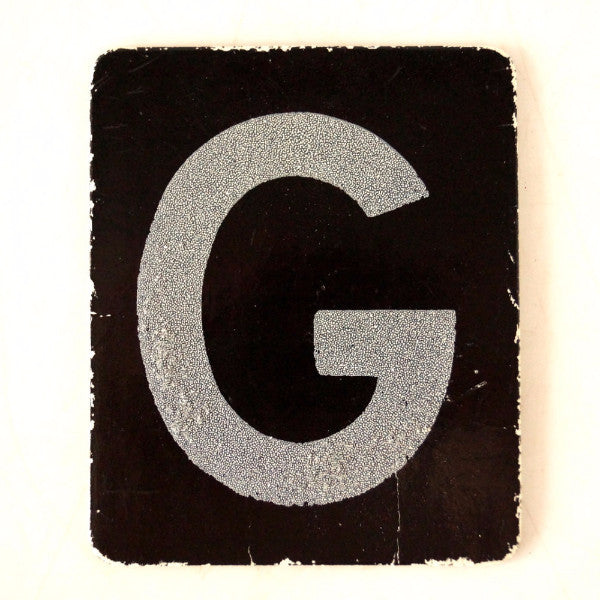 Vintage Alphabet Letter "G" Card with Textured Surface in Black and Wh ...