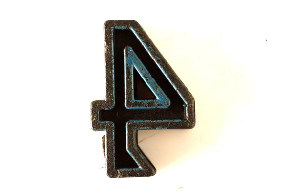Vintage Industrial Number "4" Black with Chippy Orange and Blue Paint ...