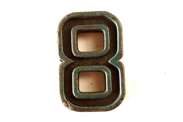 Vintage Industrial Number "8" Black with Blue and Green Paint, 2" tall ...